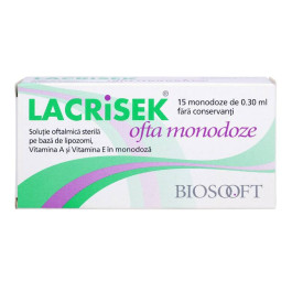 Lacrisek ofta x 15 monodoze x 0,3 ml solutie oftalmica