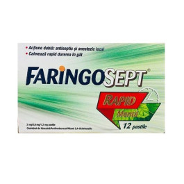 Faringosept Rapid Menta, 2mg/0,6 mg/1,2 mg, 12 pastile, Terapia - Pret ...