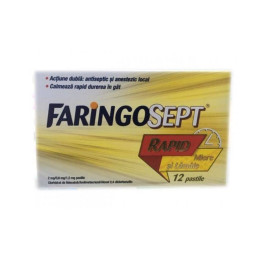 Faringosept Rapid cu aroma de miere si lamaie, 2 mg/0,6 mg/1,2 mg, 12 ...