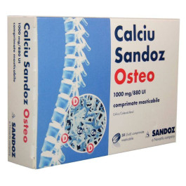 Calciu Sandoz Osteo 1000 mg / 880 UI x 30 comprimate masticabile