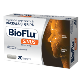 Bioflu Sinus, 500 mg/30 mg, 20 comprimate filmate, Biofarm