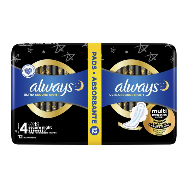 Absorbante duo pack Ultra Secure Night, Marimea 4, 12 bucati, Always