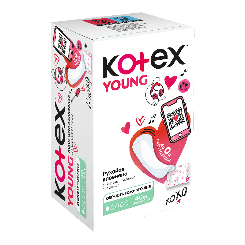 Absorbante zilnice Normal Young, 40 bucati, Kotex