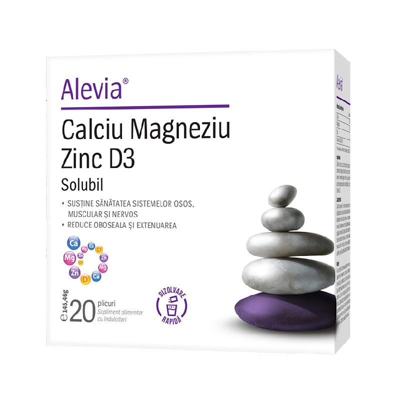 Calciu Magneziu Zinc, 20 plicuri, Alevia