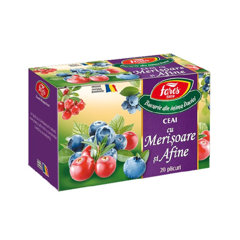 Ceai de merisoare si afine, 20 de plicuri, Fares