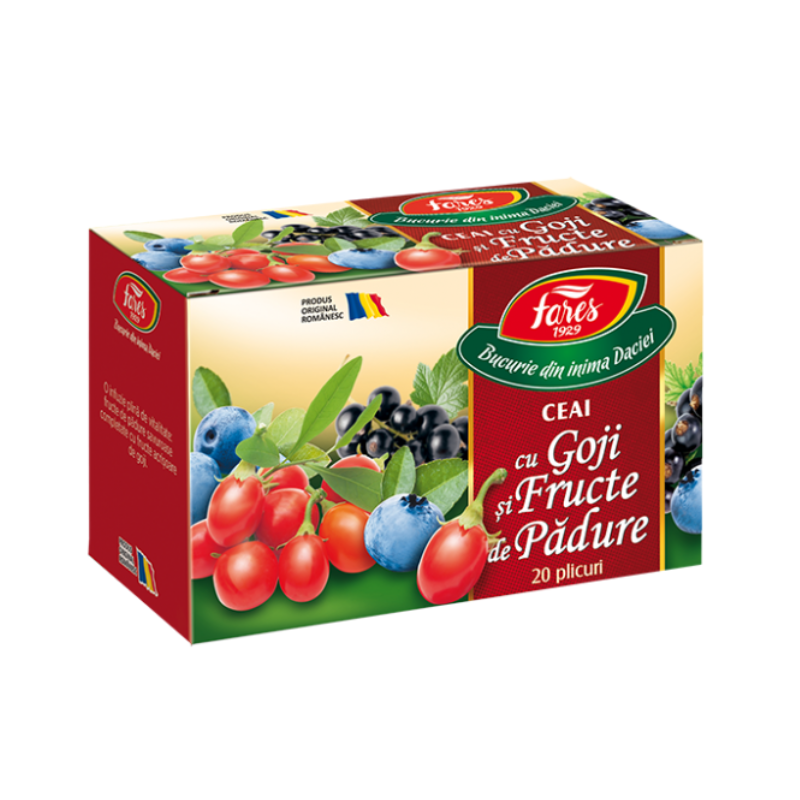 Ceai Aromofruct de goji cu fructe de padure, 20 plicuri, Fares