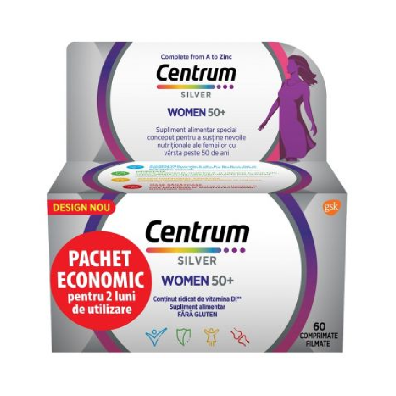 Centrum Silver 50+ pentru femei, 60 comprimate, Gsk
