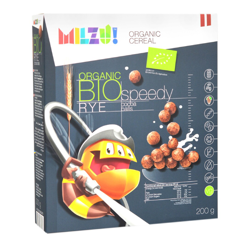 Cereale cu secara si cacao Bilute Bio, 200g, Milzu