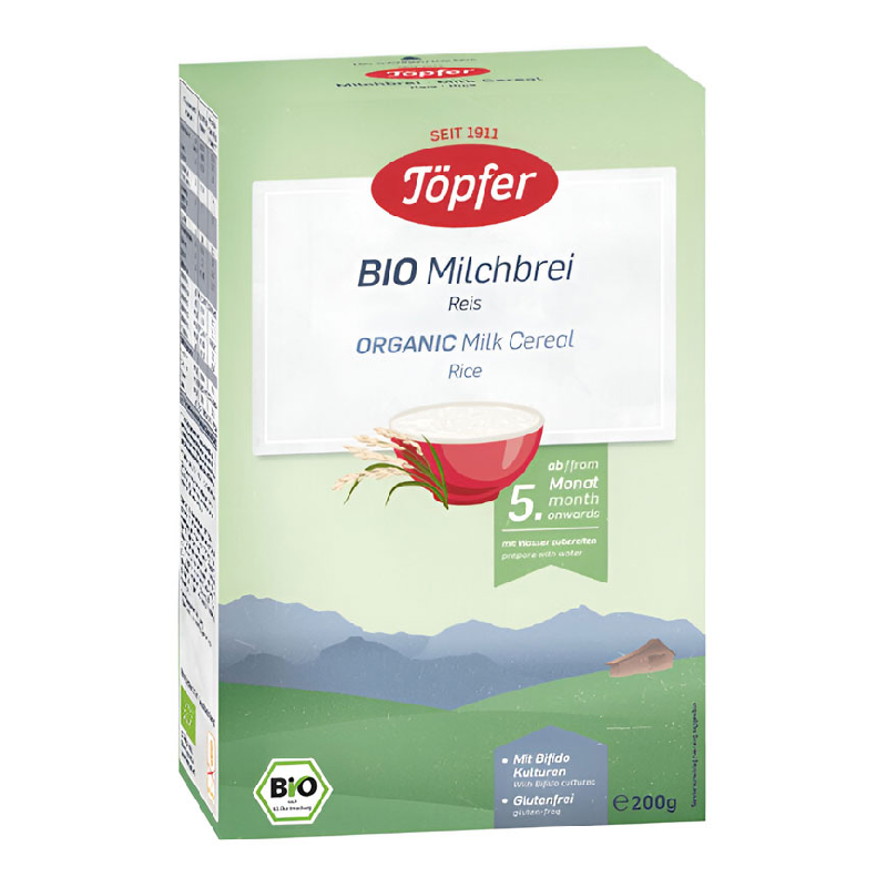 TOPFER Cereale Bio Orez + lapte, 4 luni, 200 g