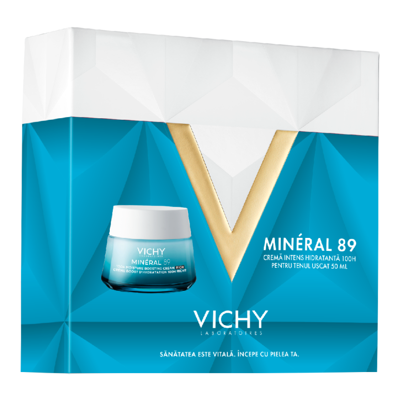 Set Crema intens hidratanta 100H pentru tenul uscat Mineral89, 50 ml, Vichy
