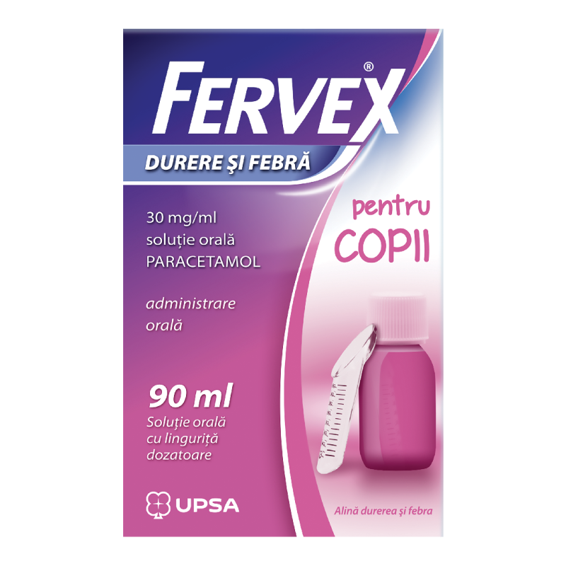 Fervex Durere si Febra pentru copii, 30 mg/ml solutie orala, 90 ml, Upsa