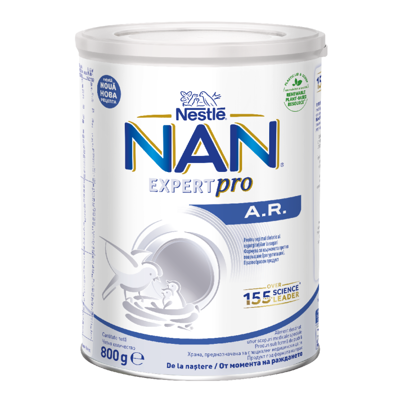 Formula speciala de lapte prafNan AR, +0 luni, 800 g, Nestle
