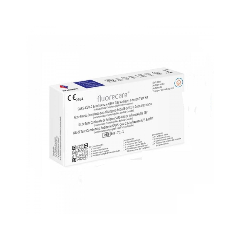 Test rapid combo 4 in1 Gripa A+B/ Covid19/RSV, Fluorecare, 1 test/cutie