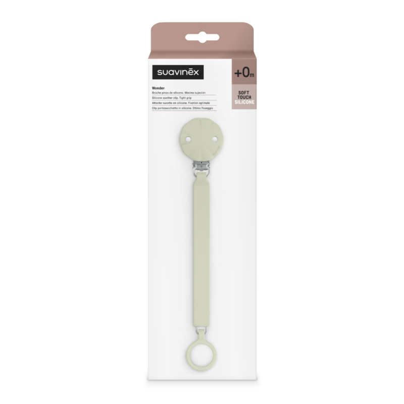 Lantisor din silicon cu clips pentru suzeta Wonder, Aqua, 1 buc, Suavinex