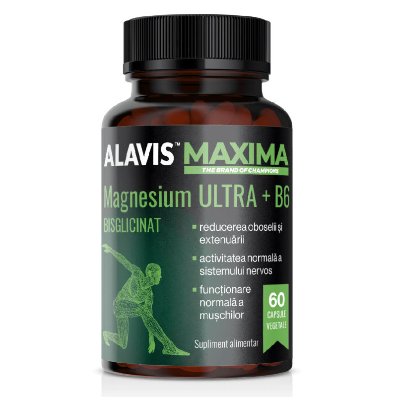 Magneziu bisglicinat Ultra+B6, 60 capsule vegetale, Alavis Maxima