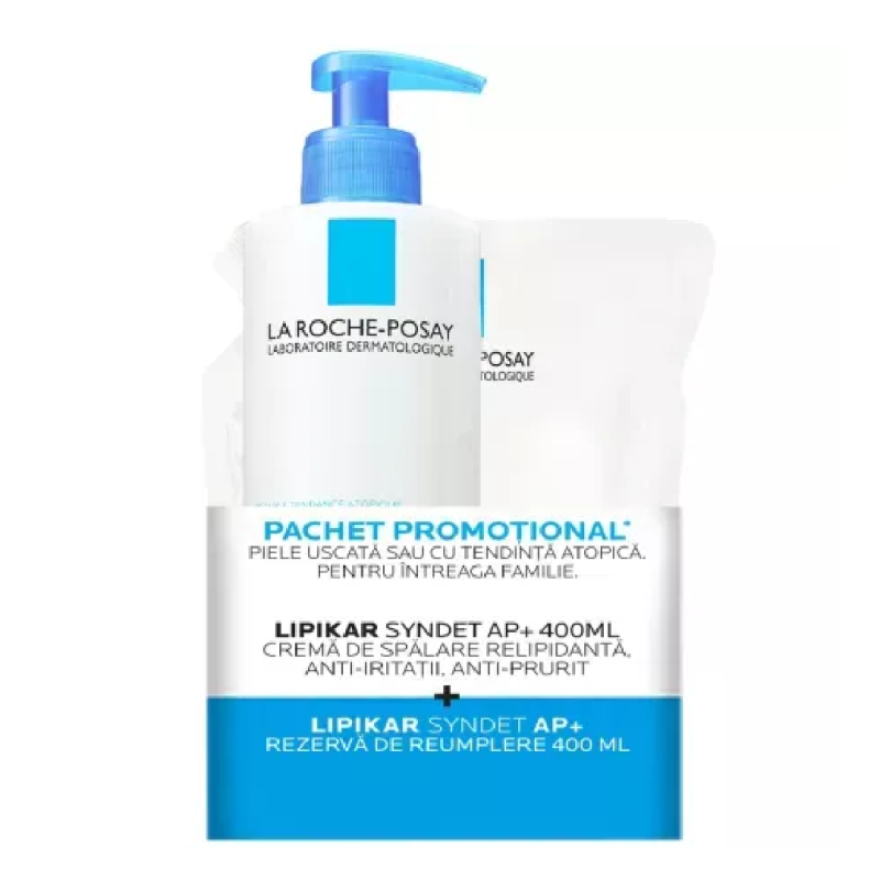 Pachet Crema de spalare Lipikar Syndet AP+, 400 ml + Rezerva, 400 ml ...