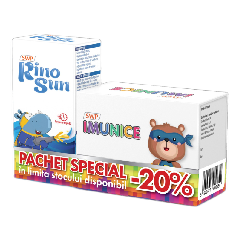 Pachet Imunice, 30plicuri + RinoSun, 20ml, Sun Wave Pharma