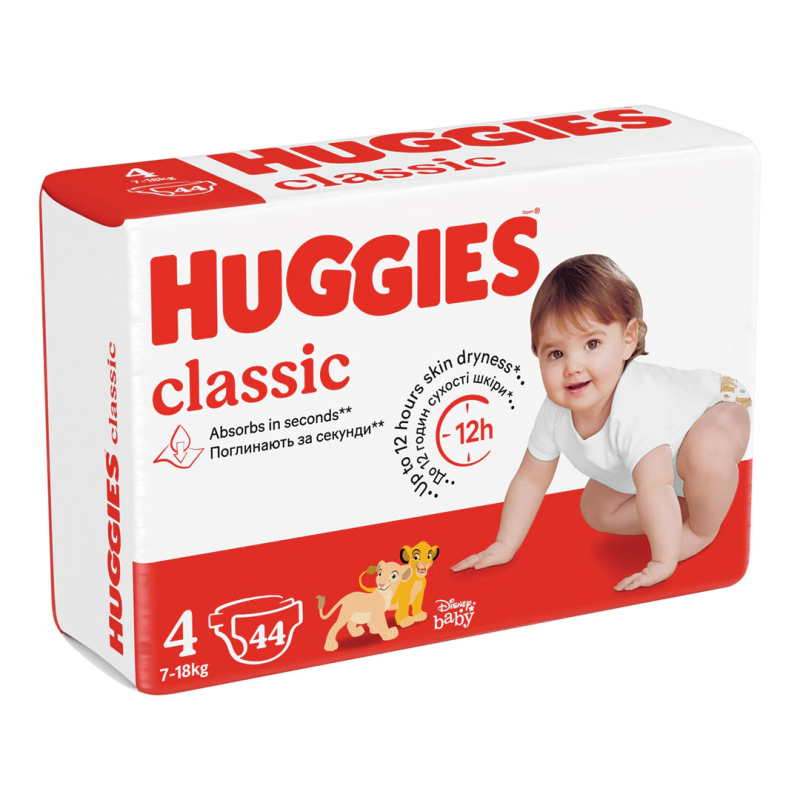 Scutece Classic Jumbo, Nr. 4, 17-18 kg, 44 bucati, Huggies