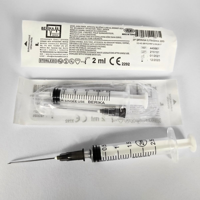 Seringa 2 ml cu ac 22G Luer Slip