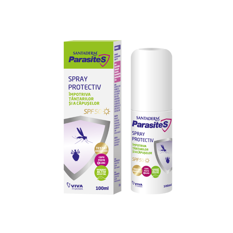 Spray repelent importiva tantarilor si a capuselor SPF 50, Santaderm ...