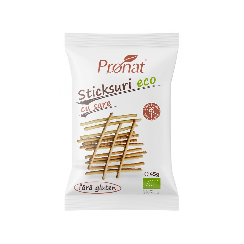 Sticksuri bio cu sare, fara gluten, 45g Pronat