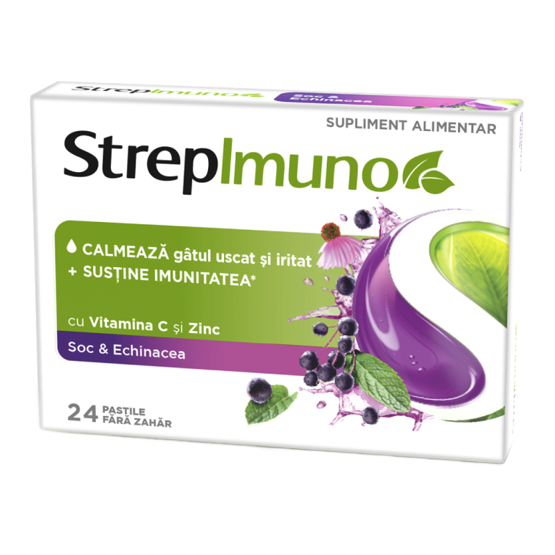 Strepimuno cu sos si echinacea, 24 pastile de supt, Reckitt