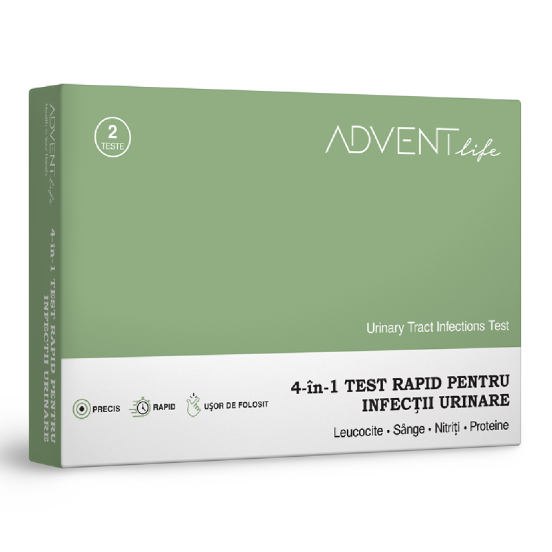 Test rapid infectii urinare 4 in 1, 1 cutie*2 teste, Advent Life