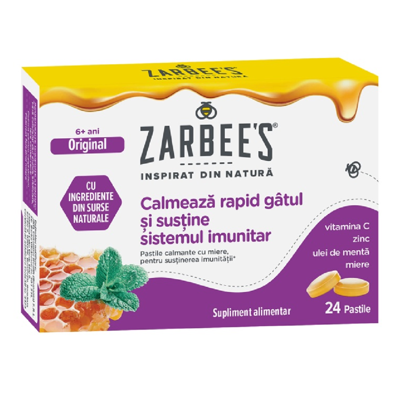 Pastile pentru dureri de gat, 24 pastile, Zarbees