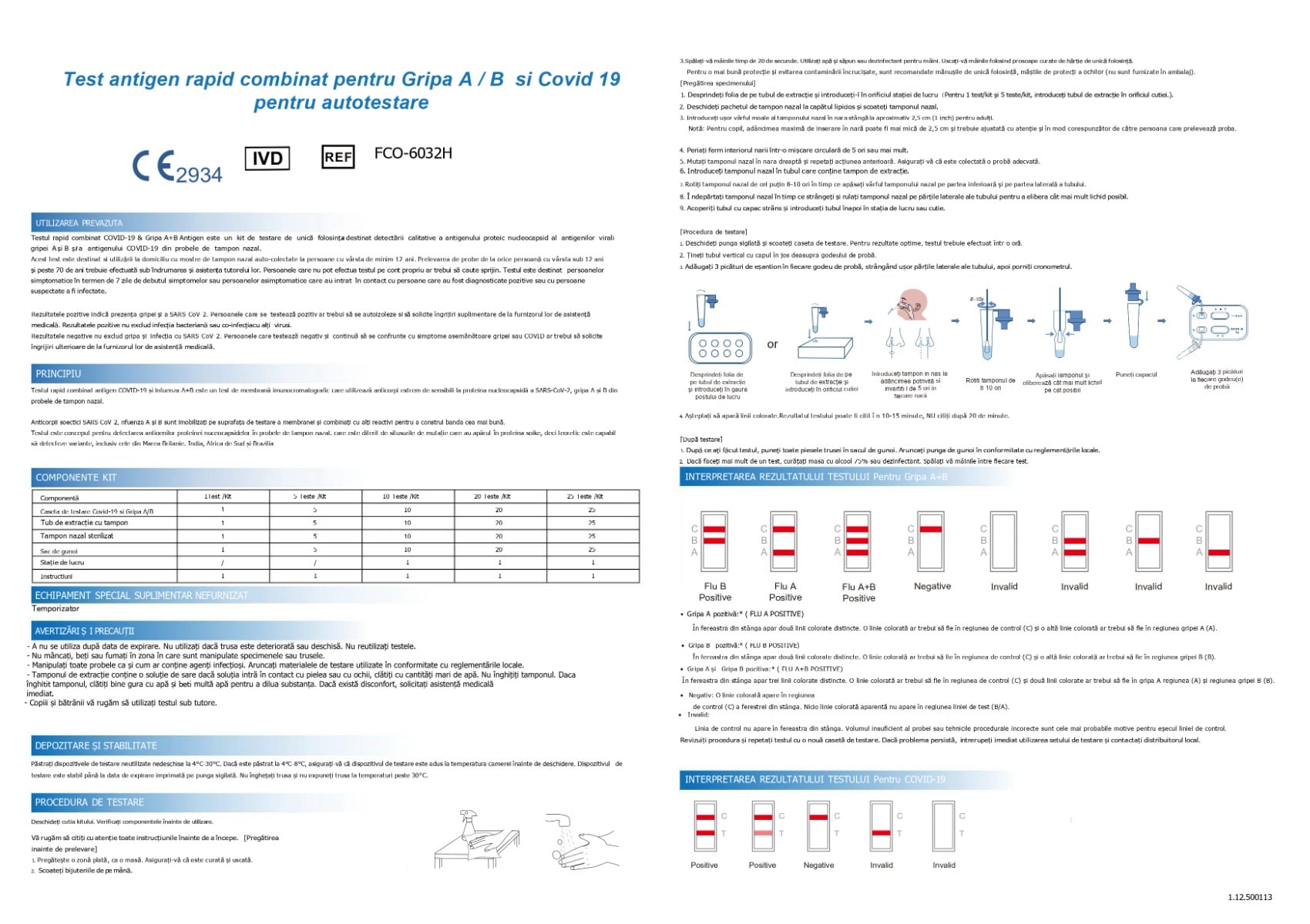 Test rapid combo 3 in 1 Covid19/ Gripa A+B, Safecare, 1 test/cutie