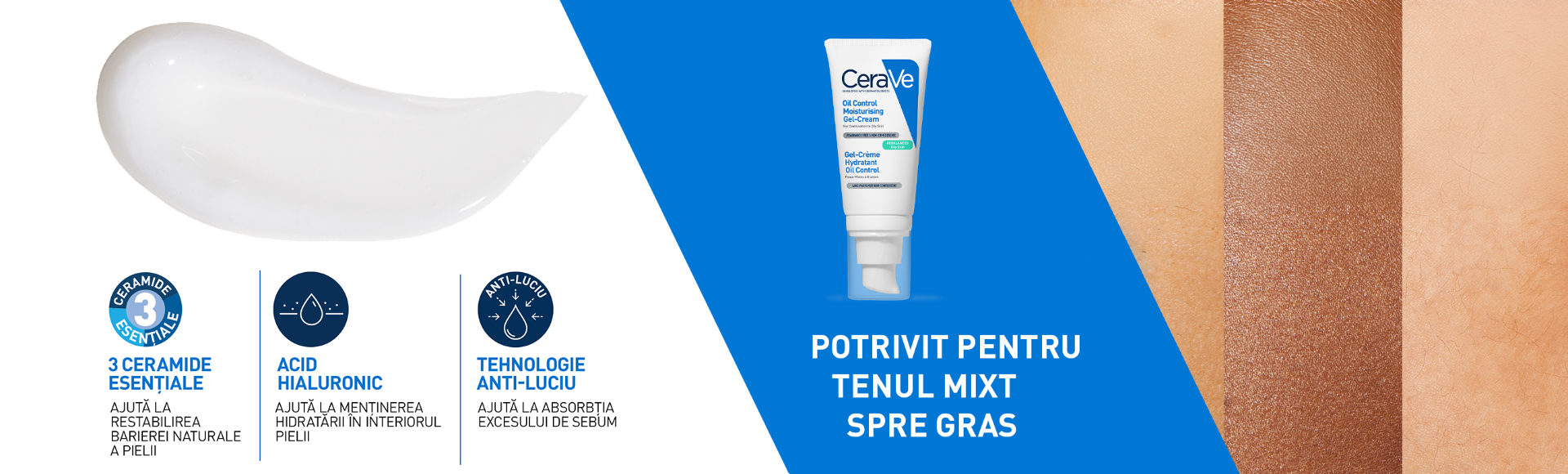 Gel-Crema cu efect hidratant Oil Control, ten mixt spre gras, 52 ml, Cerave