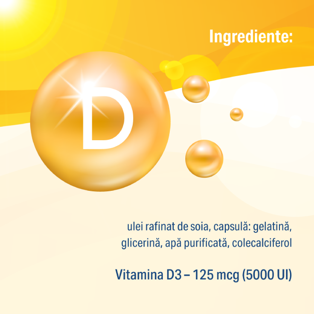 Sun D3, 5000 UI, 30 capsule, Sun Wave Pharma - Pret bun | Springfarma.com