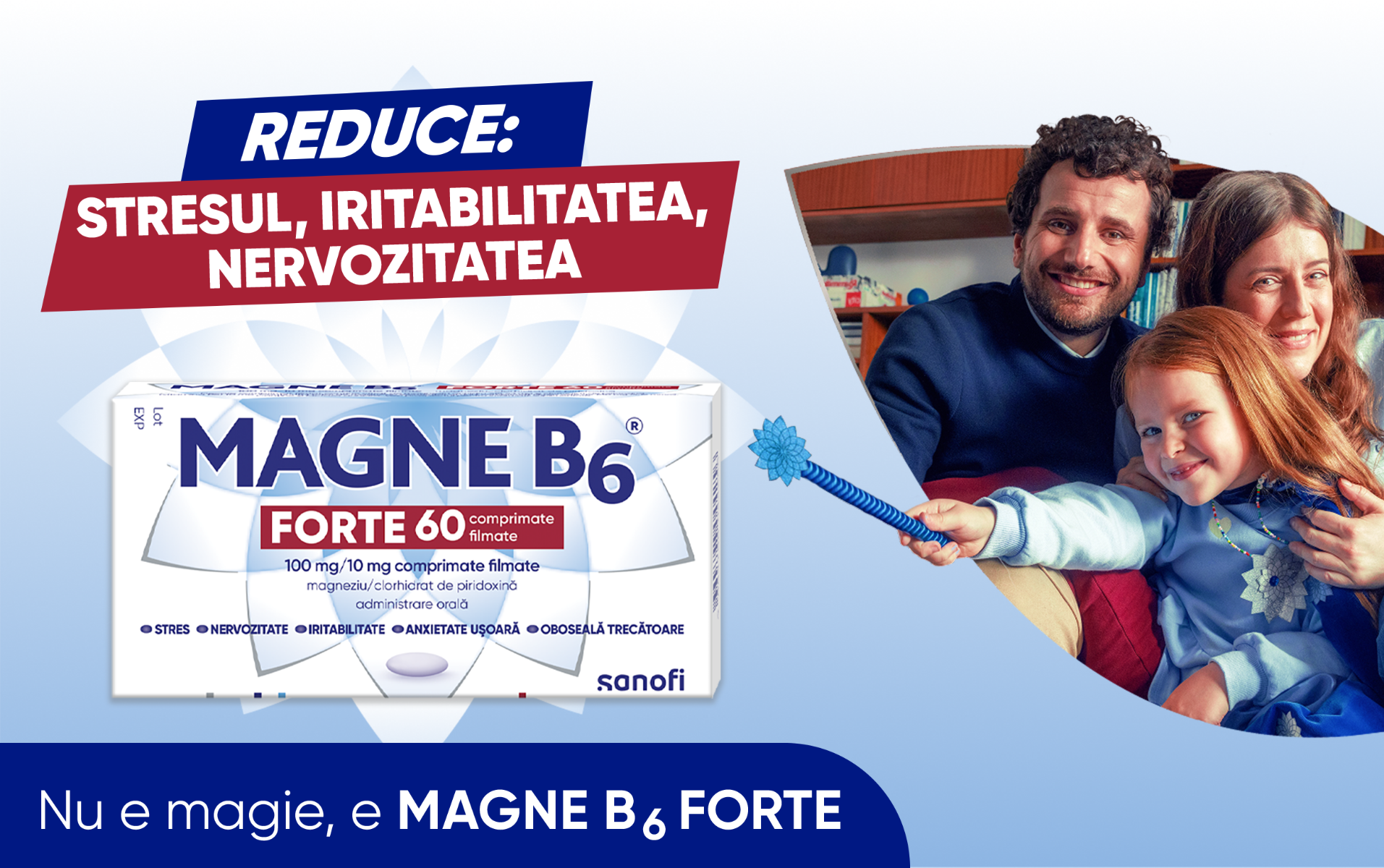 Magne B6 Forte 100 mg/10 mg, 60 comprimate filmate, Sanofi