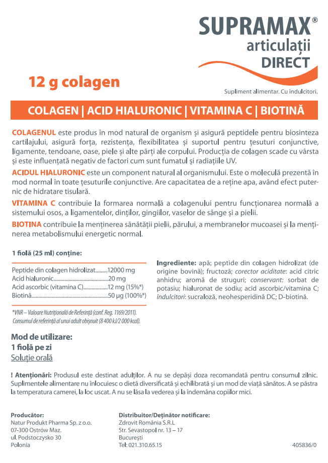 Supramax articulatii Direct, 30 fiole, Zdrovit - Pret bun | Springfarma.com