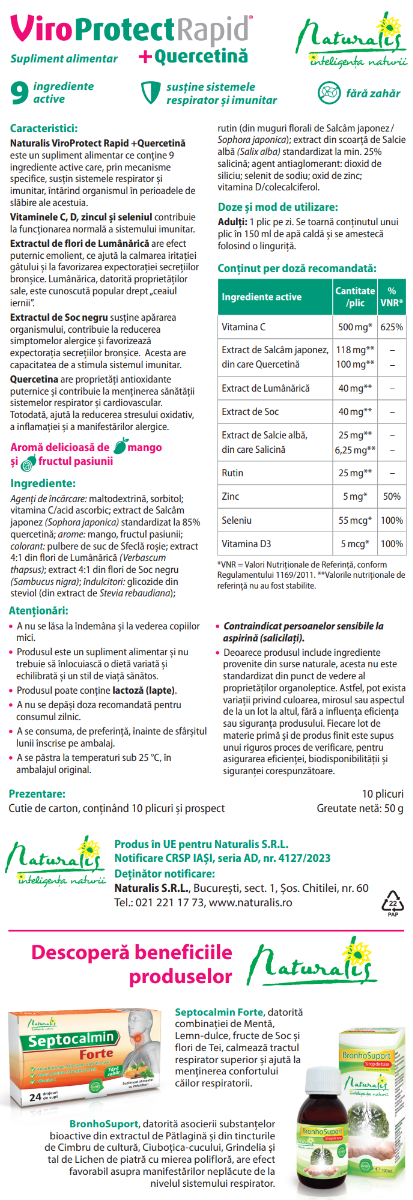 ViroProtect Rapid Quercetina, 10 plicuri, Naturalis