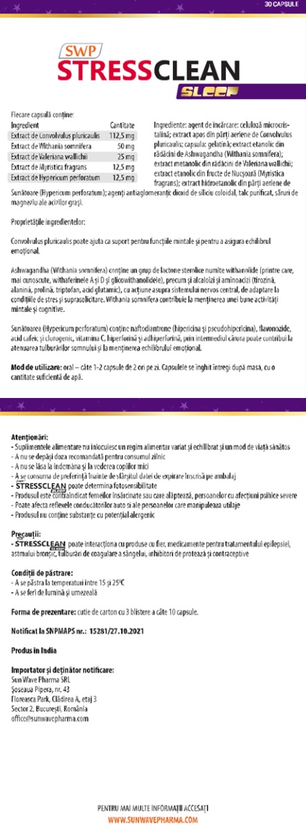 Stressclean Sleep, 30 capsule, Sun Wave Pharma